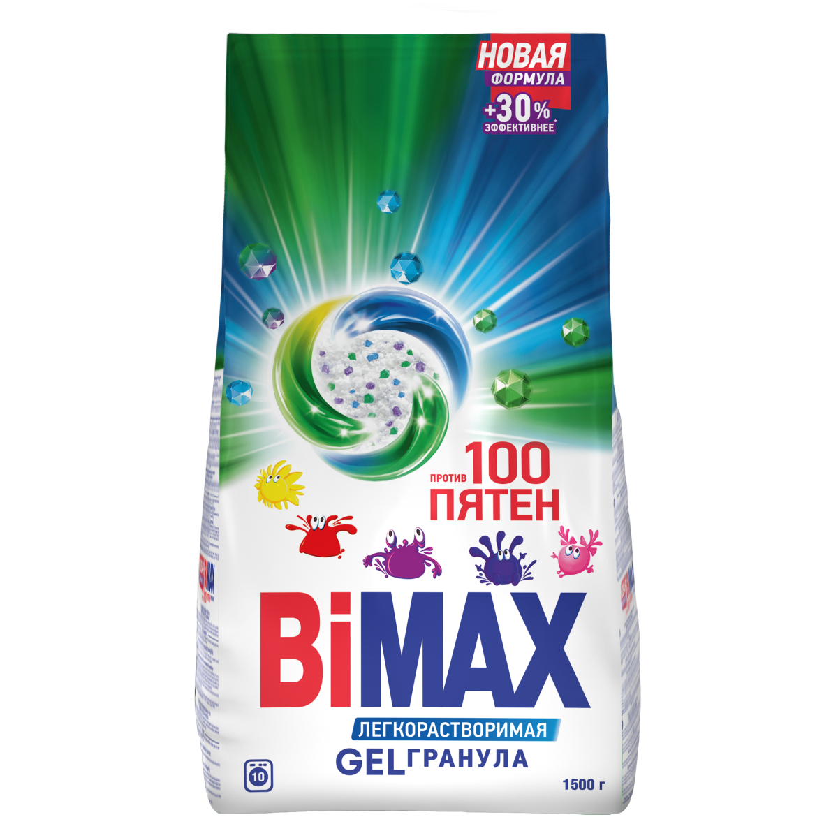 Стиральный порошок BiMax 100 пятен, без хлора, без фосфатов, 1500 гр ...